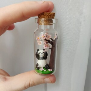 Small Panda Under a Cherryblossom Tree in Glass-bottle / Unique ...