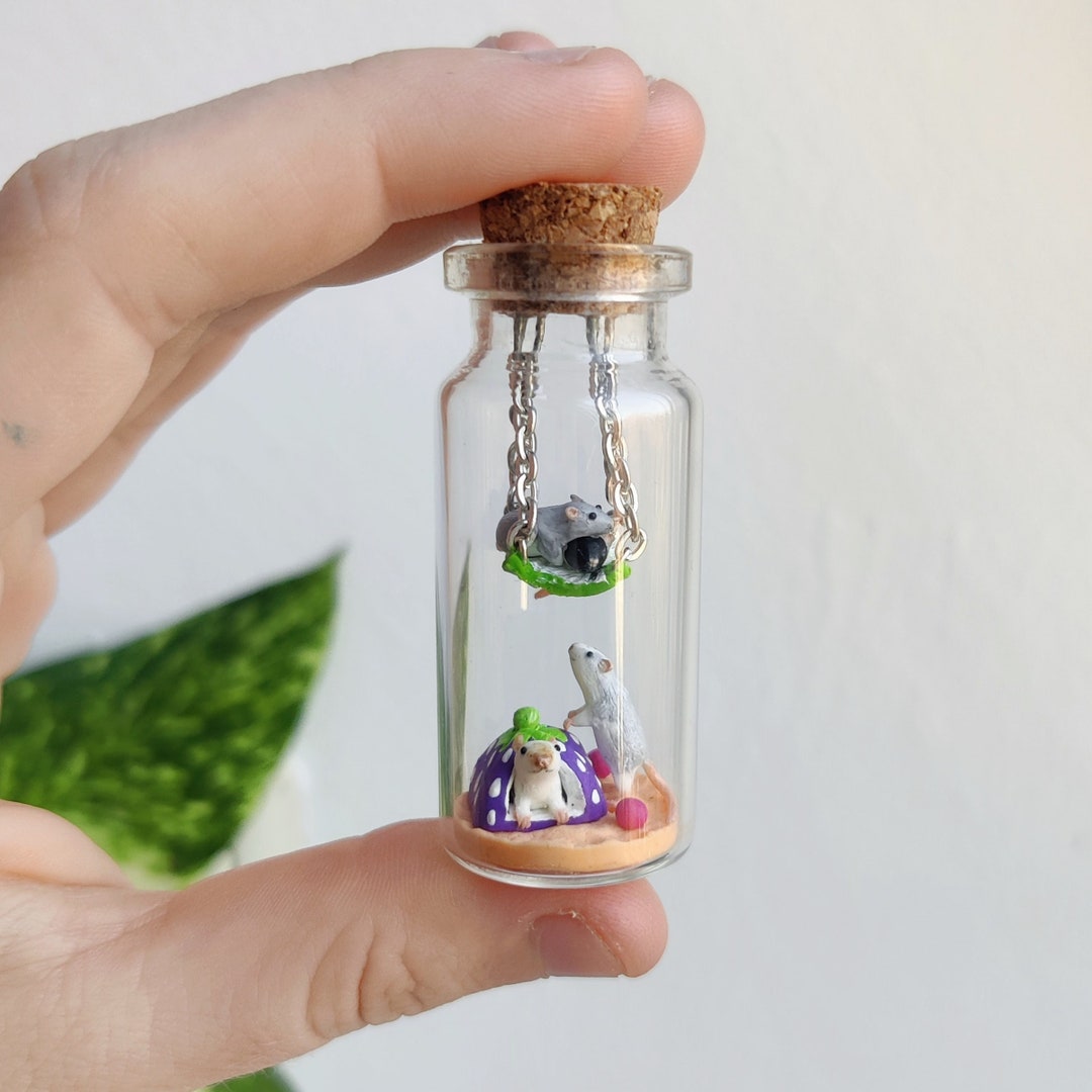 Four Little Rats in a Glas-bottle / Unique Miniature Figure/ - Etsy