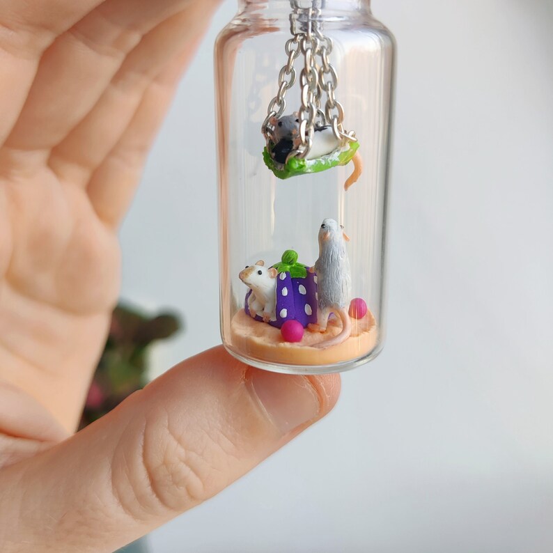 Four Little Rats in a Glas-bottle / Unique Miniature Figure/ - Etsy