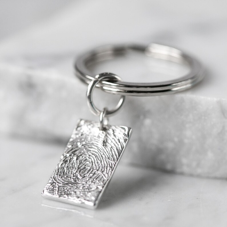 Personalised Silver Fingerprint Stamp Keyring - Etsy UK