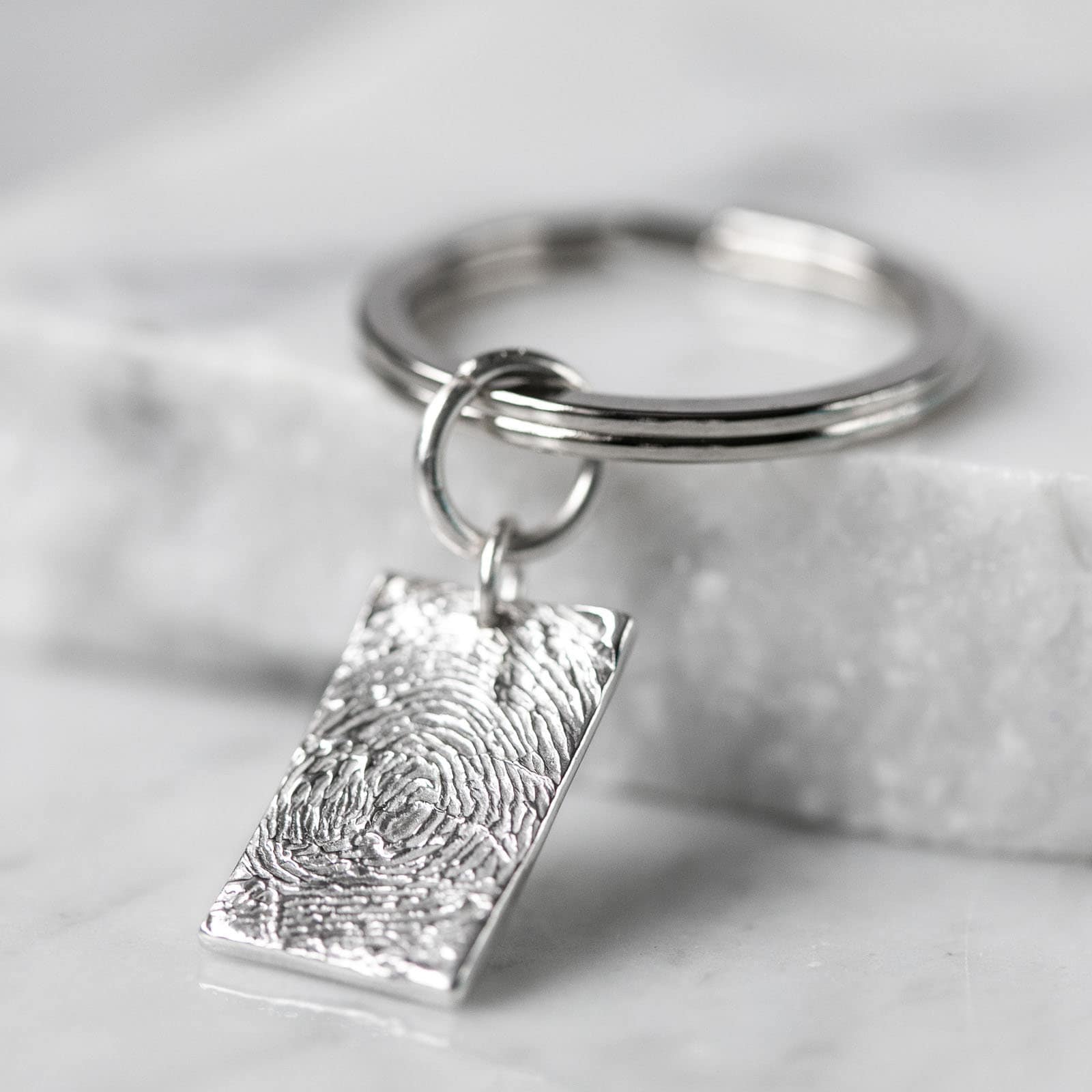 Personalised Silver Fingerprint Stamp Keyring - Etsy UK