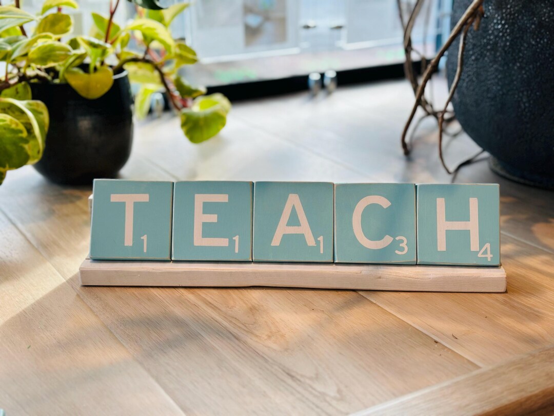 Oversized Farmhouse Scrabble Set With Wooden Tray - Rustic Handmade ...