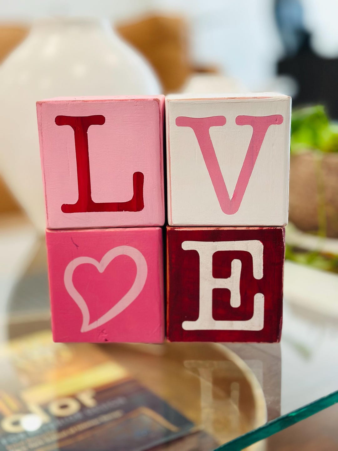 Rustic Valentine's Day Wooden Love Blocks: Stackable Home Decor Gift ...