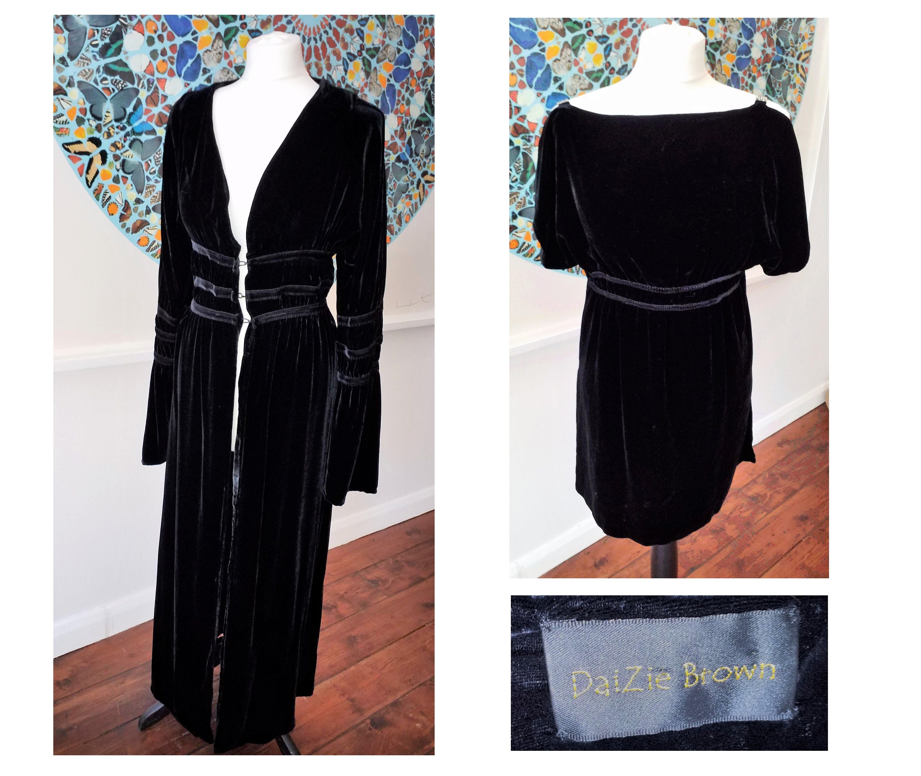 1990s Does 1970s Vintage Daizie Brown Silk Velvet Tunic and Overcoat ...