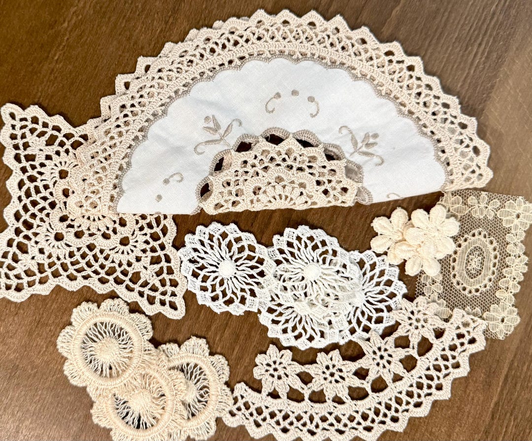 Vintage Lace Trim Doily 14 Pc: Snippets Embellishment Inspiration Kit ...