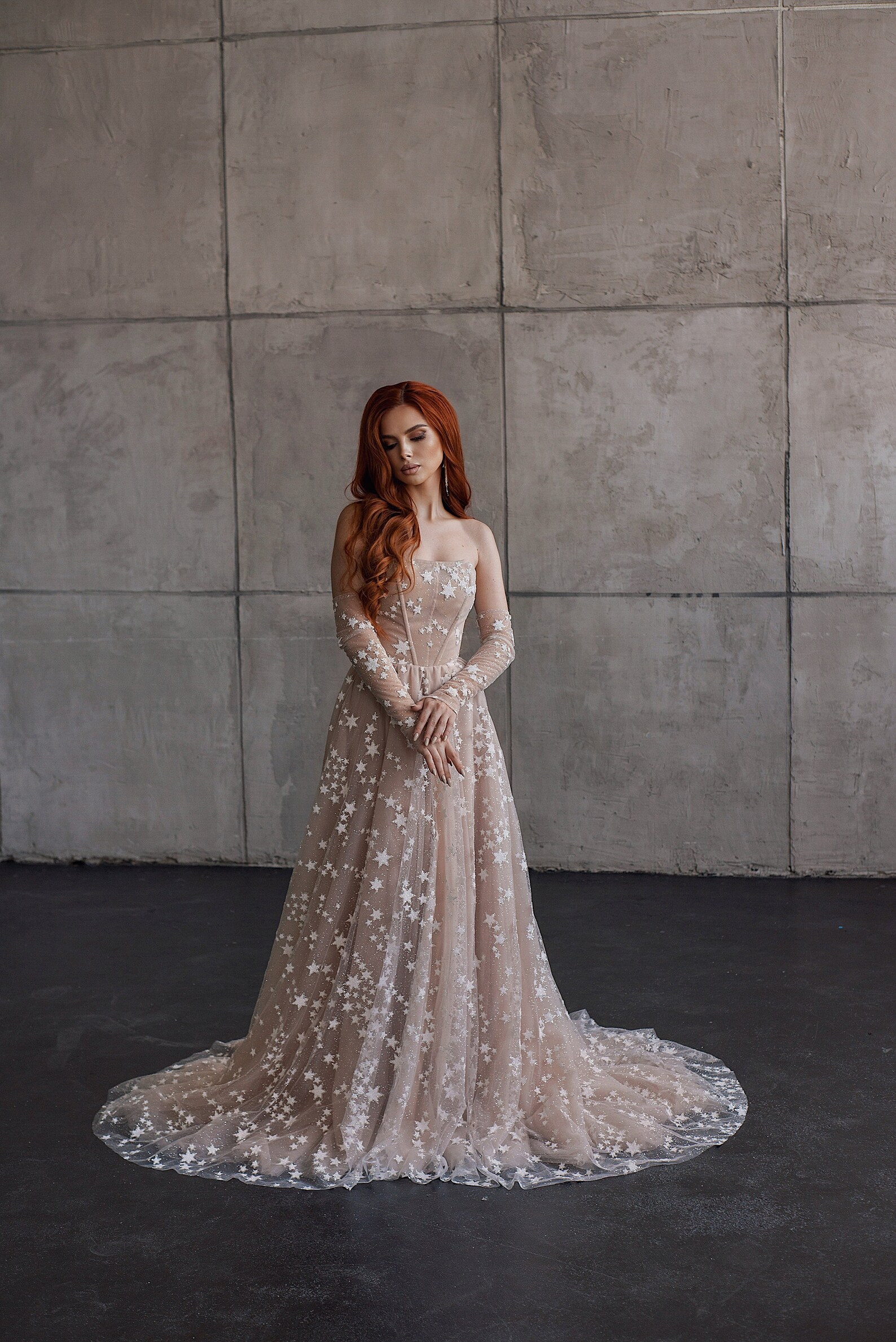 Luminous Starry Celestial off White Beige Blush Whimsical - Etsy