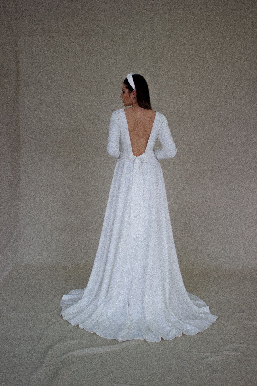 Off White Wedding Dress Minimalist Slits Simple Gown Long - Etsy