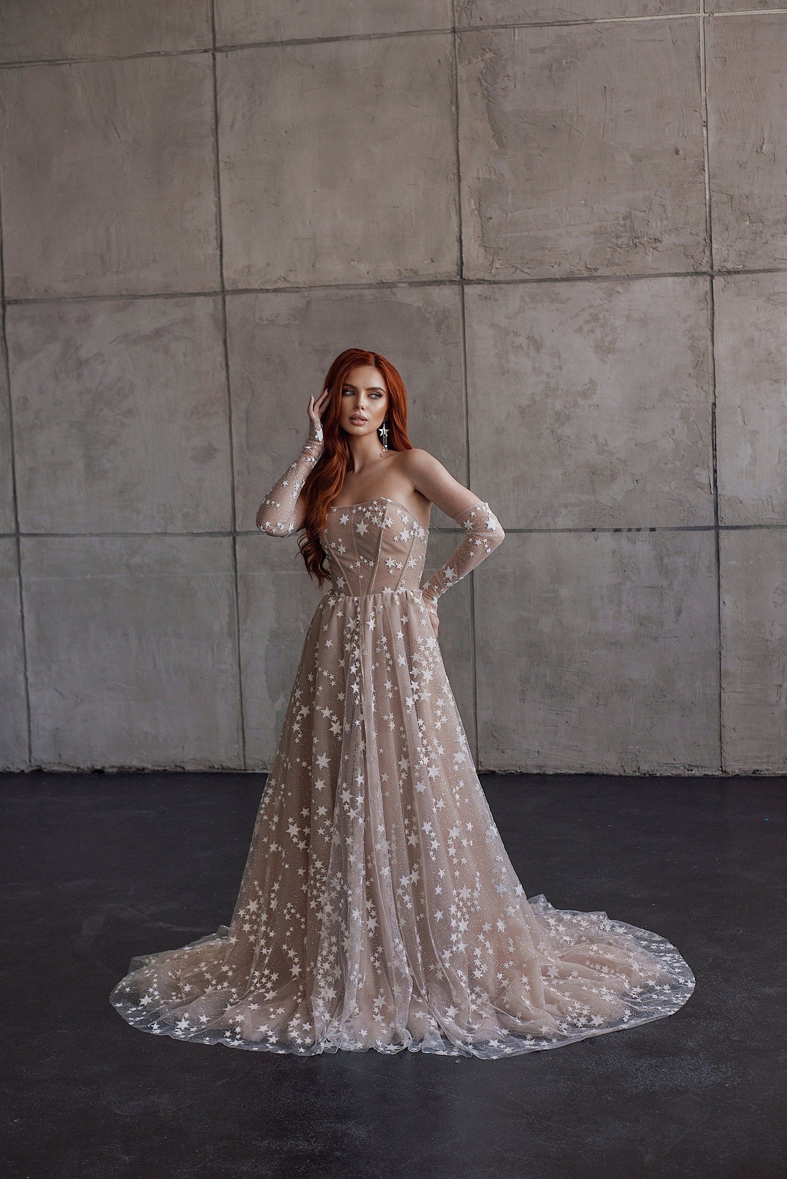 Luminous Starry Celestial off White Beige Blush Whimsical - Etsy