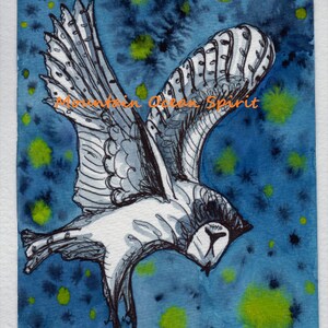 Barn Owl Ink and Watercolor, Printable Fine Art, Owl Art Download ...