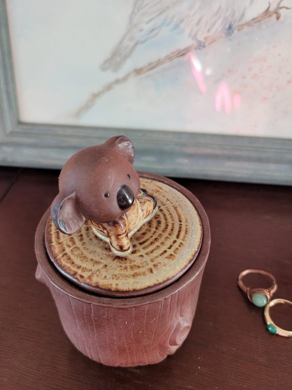 Ceramic Koala Box with lid, porcelain tree stump box,… - Gem