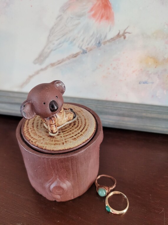 Ceramic Koala Box with lid, porcelain tree stump box,… - Gem