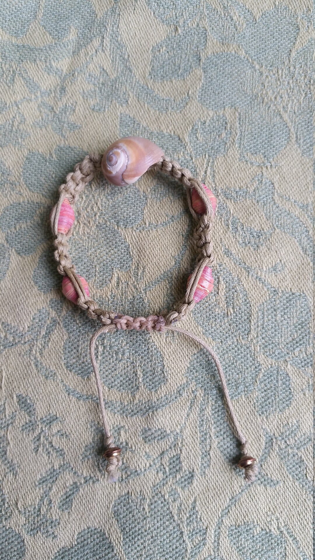 Shell Macrame Bracelet, With Pink Paper Beads, Shell and Beaded ...