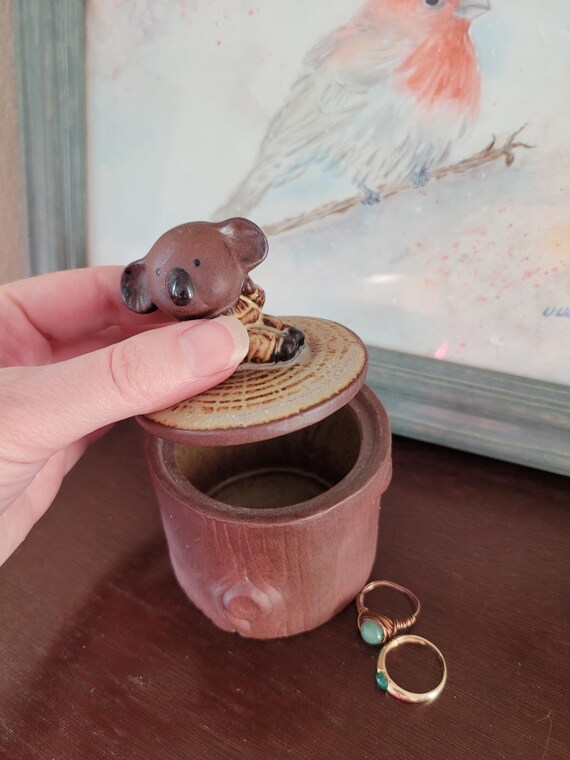 Ceramic Koala Box with lid, porcelain tree stump box,… - Gem