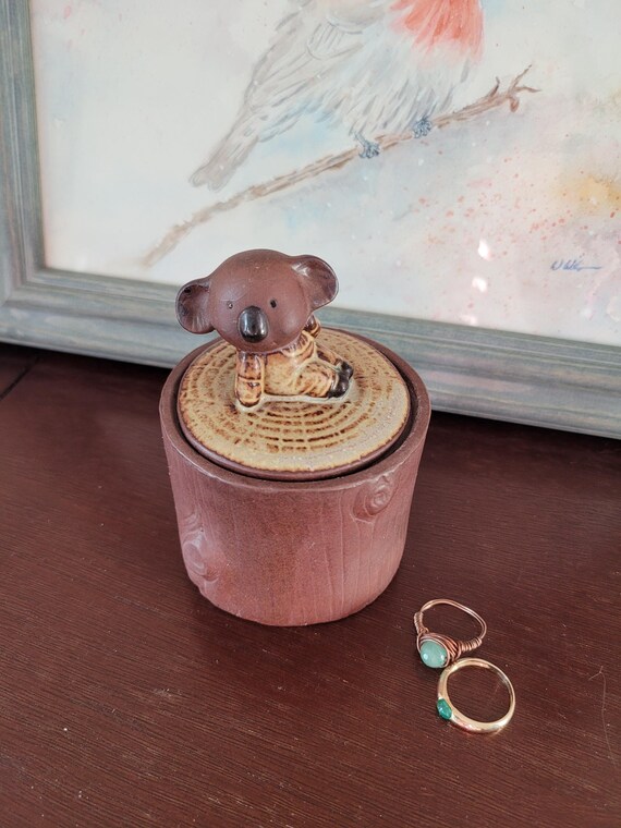 Ceramic Koala Box with lid, porcelain tree stump box,… - Gem