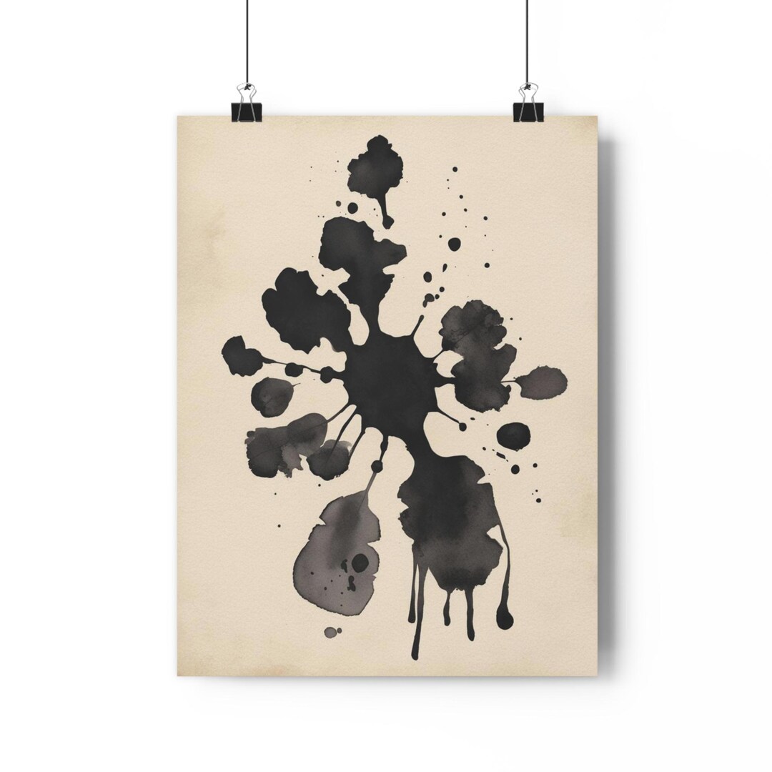 Abstract Ink Blot Splash Art Poster, Modern Home Decor, Black and Beige ...