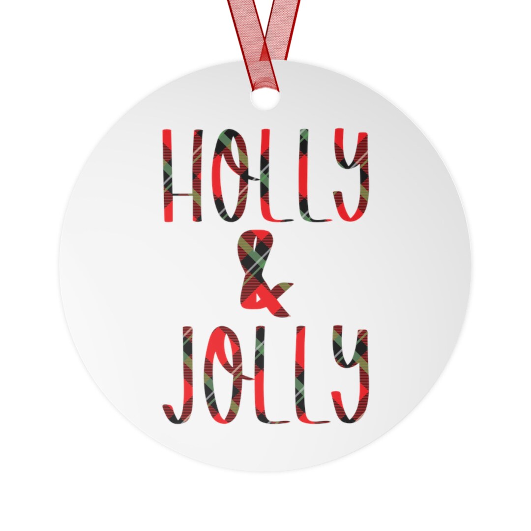 Holly and Jolly Christmas Word Ornament, White Aluminum Metal Ornaments ...