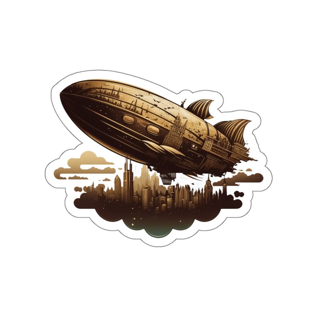 Steampunk Blimp Art Stickers Retro Airship Vinyl Decal for Laptops ...
