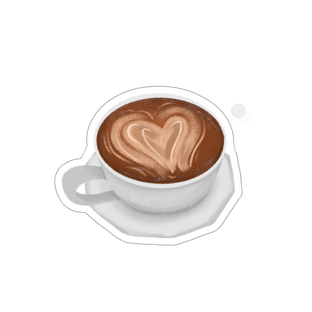 6 Inch Vinyl Decal Latte Heart Sticker Giant Coffee Vinyl - Etsy