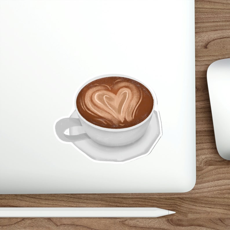 6 Inch Vinyl Decal Latte Heart Sticker Giant Coffee Vinyl - Etsy