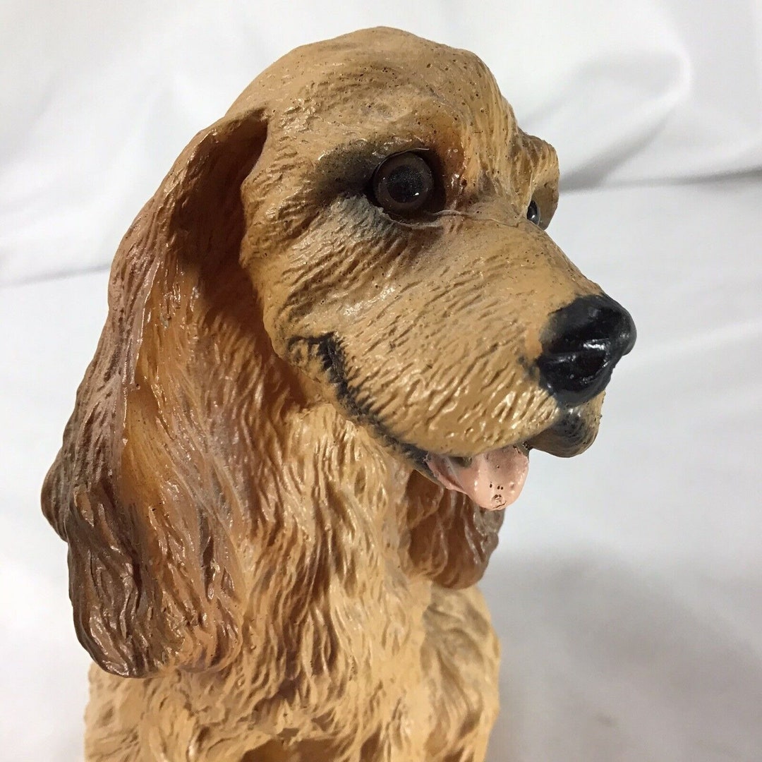 Blonde Cocker Spaniel Life Like Resin Sitting Dog 6 Inch Figurine Made ...