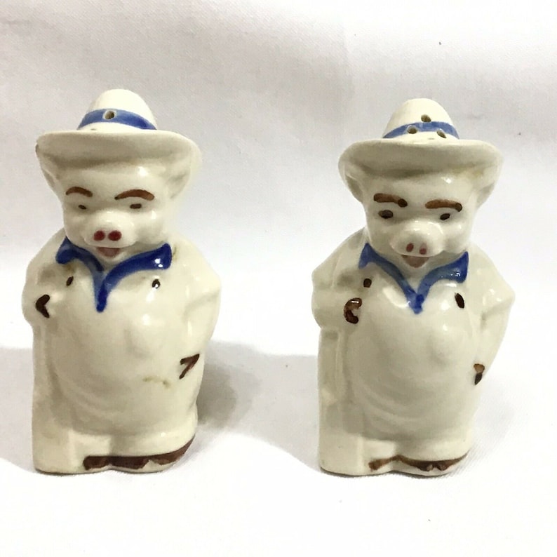 Shawnee Farmer Pig Overalls Hat Shovel 3 Salt Pepper Shakers - Etsy