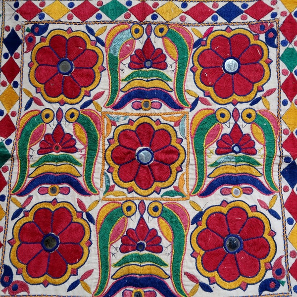 Indian Embroidered Patchwork Ottoman Pouf, Mudda Covers, Kantha ...