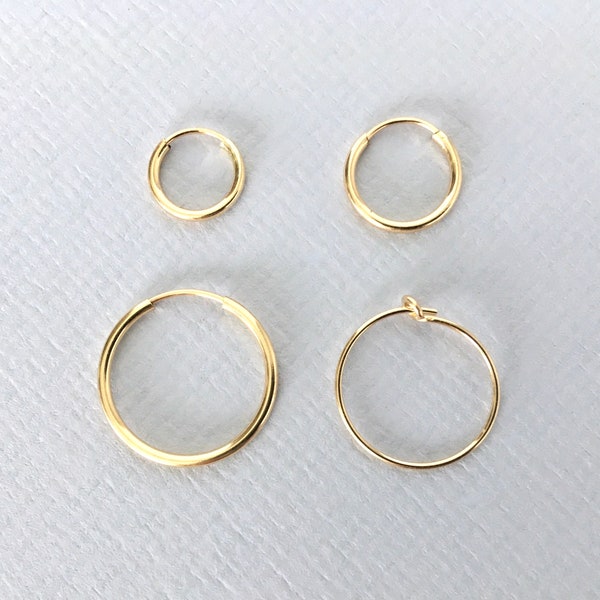 14k Gold Hoops 15 Mm - Etsy