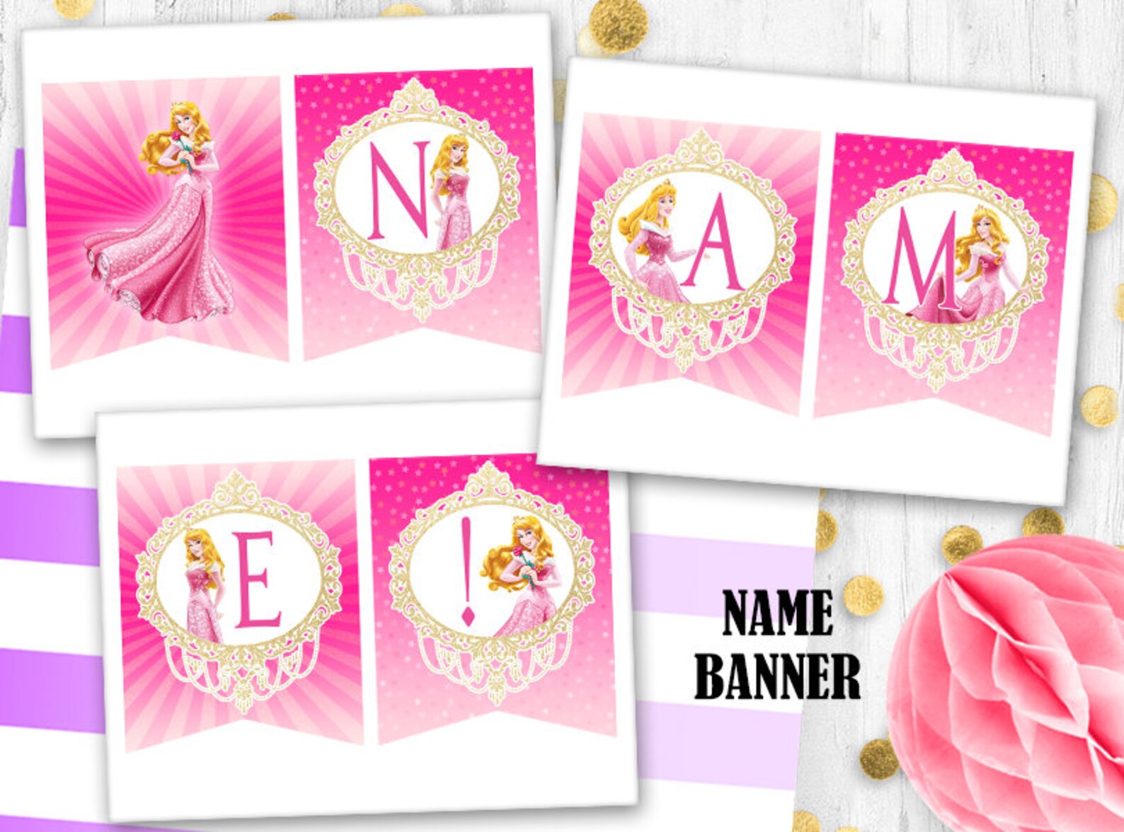 Disney Princess Aurora Name Banner Birthday Banner Princess - Etsy