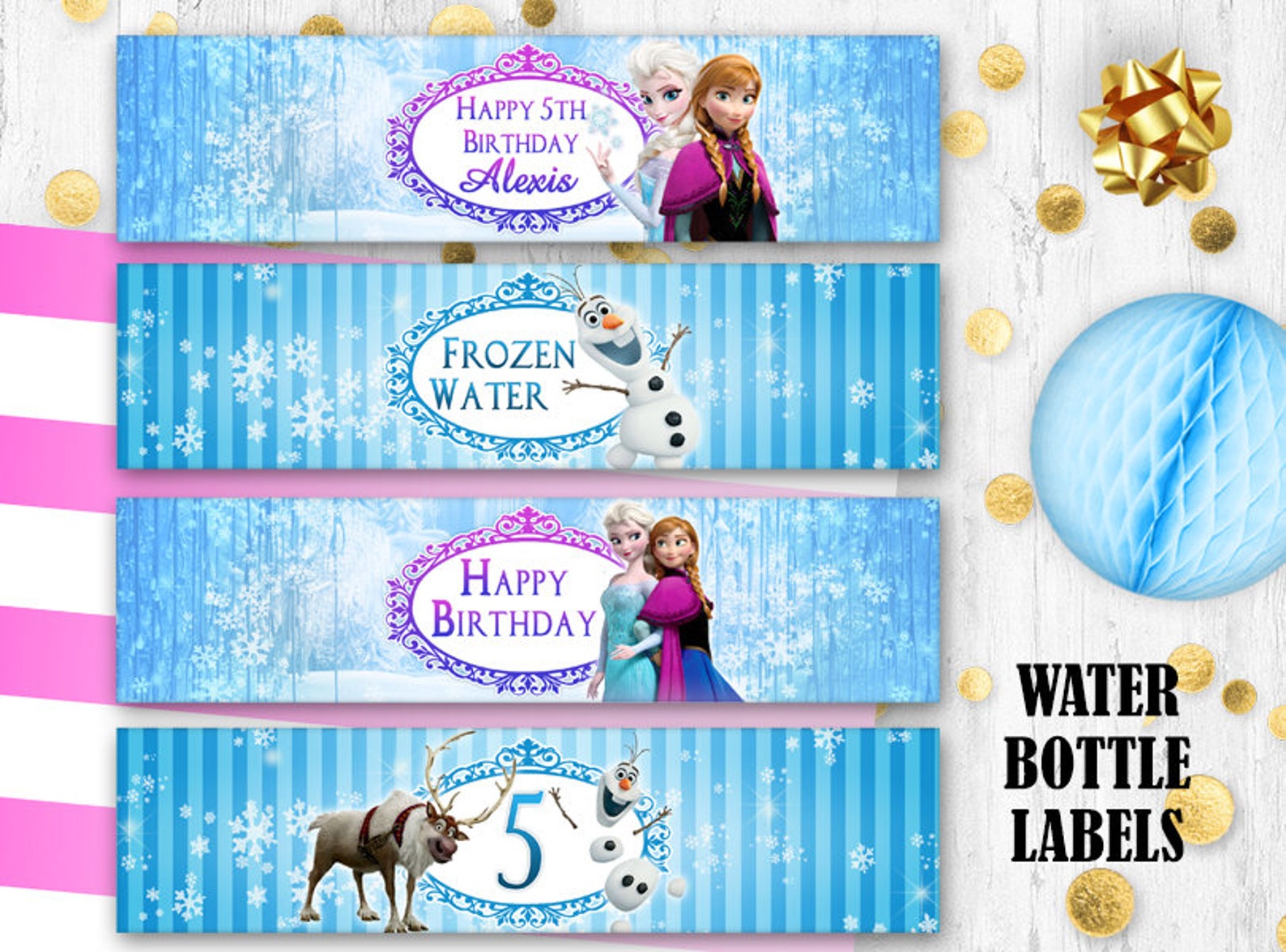 Frozen Elsa Water Bottle Labels Etsy