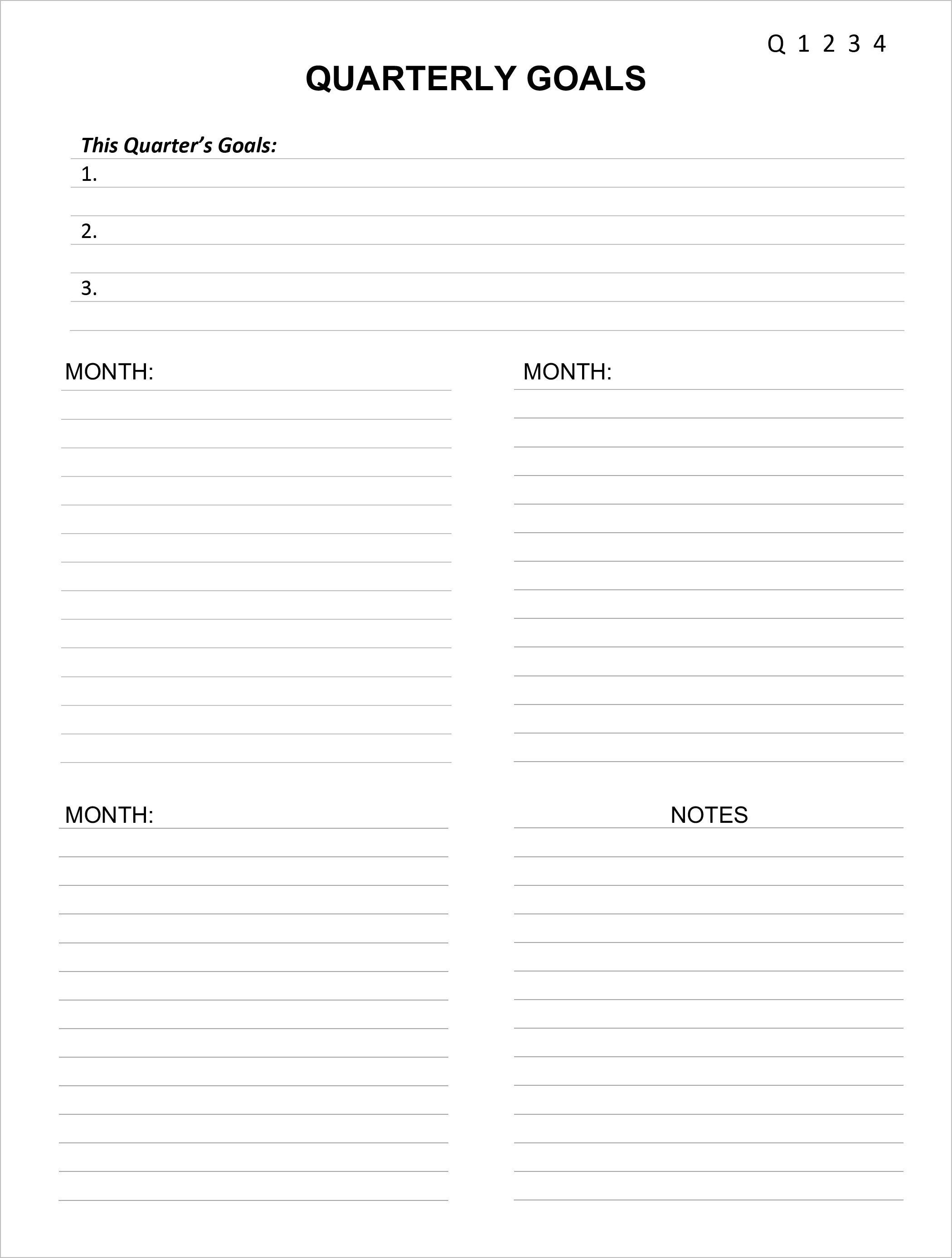 Downloadable Quarterly Goals - Etsy