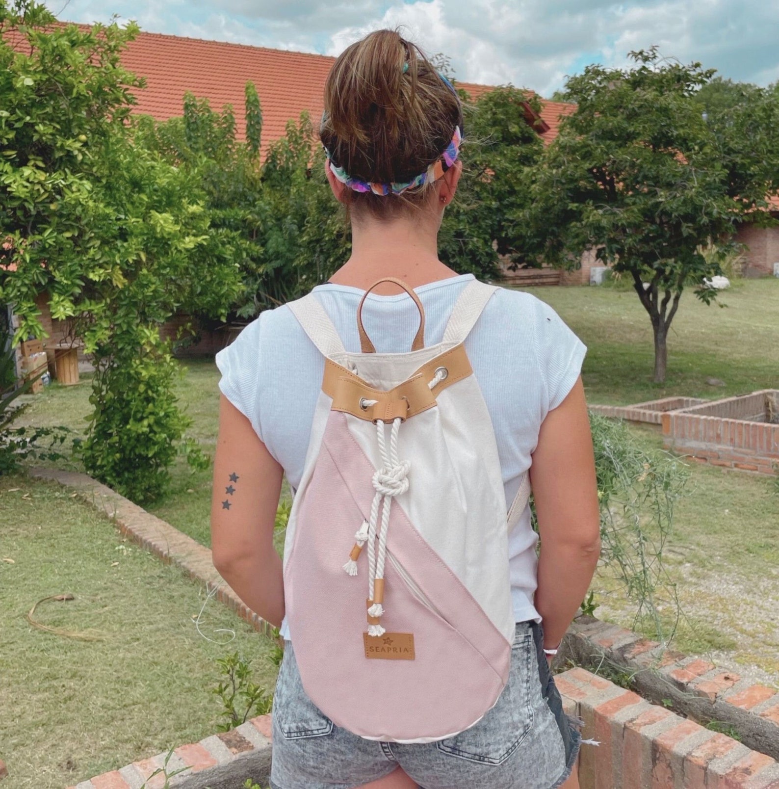 Pink Beach Bag, Nautical Sailor Bag, Duffle Bag, Sailing Backpack ...