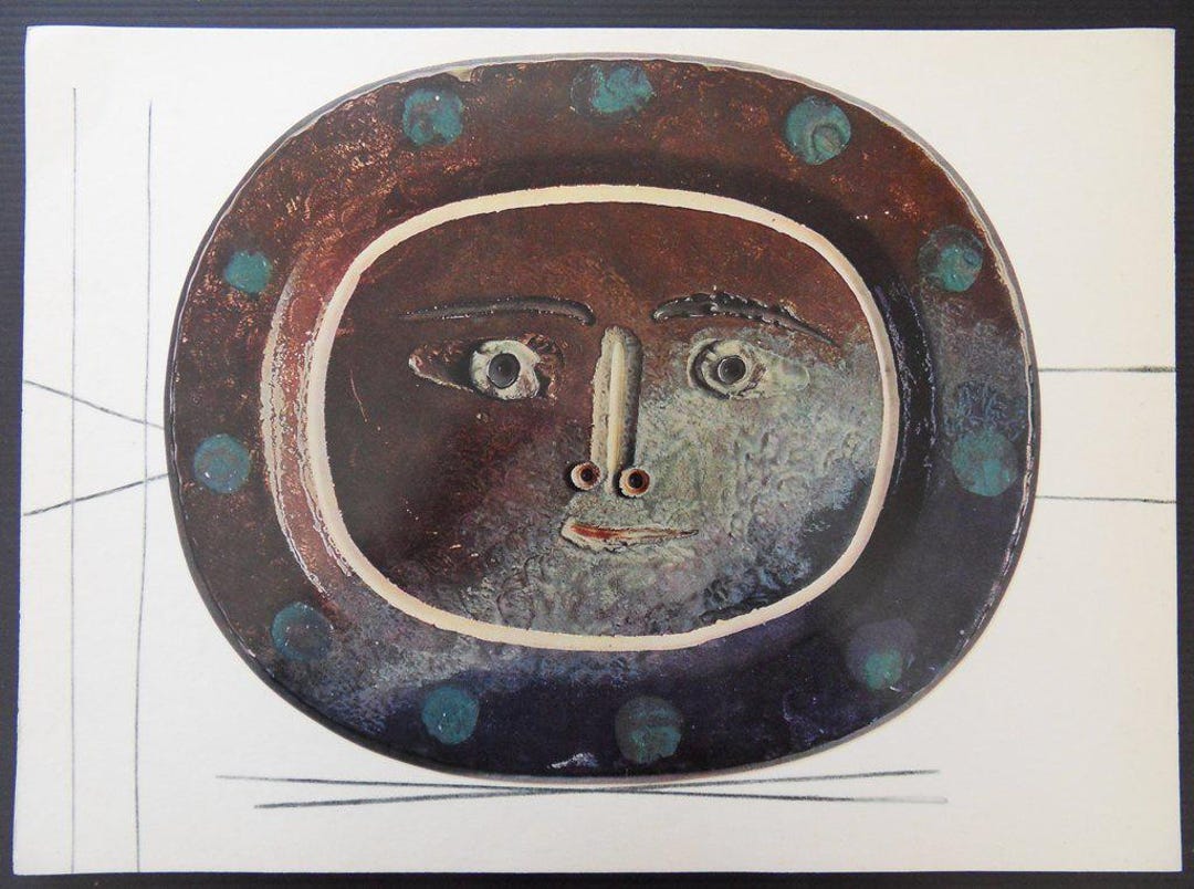 Pablo PICASSO : Brown Face, LITHOGRAPH, Still Life Madoura Plate, 1948 ...