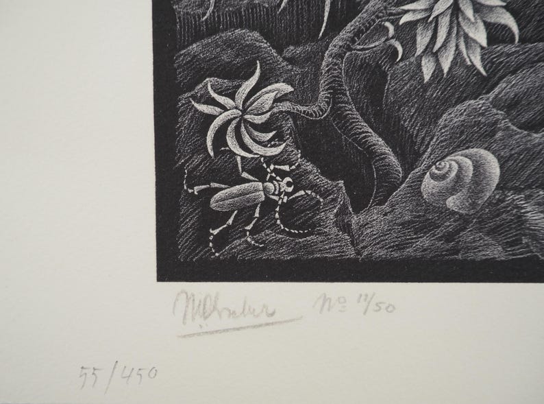 M.C. ESCHER - Italian Landscape Castrovalva - Woodcut Facsimile 1935 ...