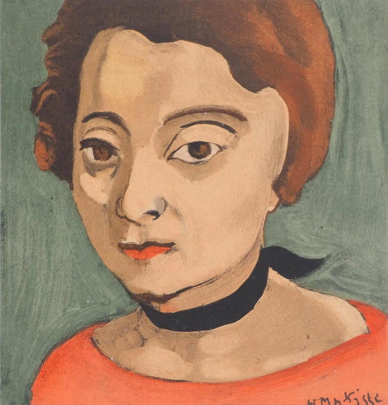 Henri MATISSE: Portrait With Black Velvet Ribbon, Vintage Signed ...