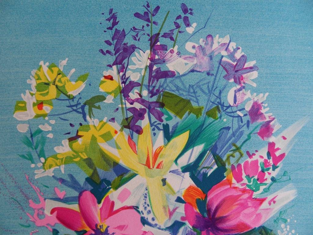 Claude Mars : Flowery Vase Original signed LITHOGRAPH 250 | Etsy