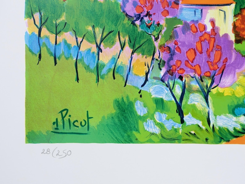 Jean-claude PICOT - Mediterranean Landscape - Signed Lithograph ...
