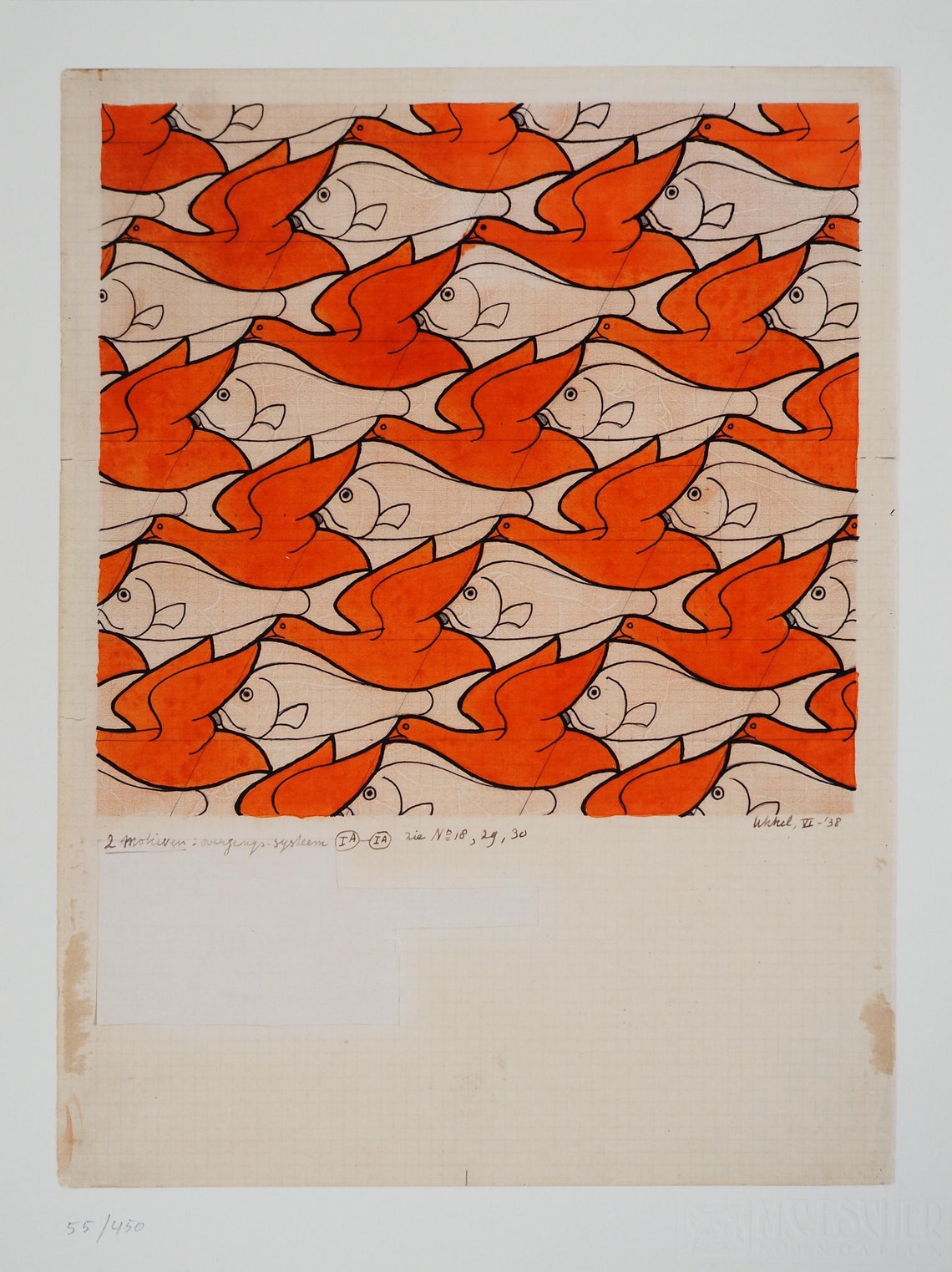M.C. ESCHER - Birds and Fish - Woodcut Facsimile 1943 - Limited Edition ...