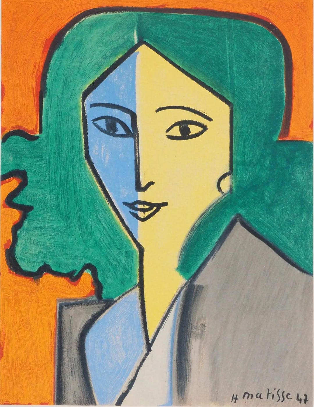 Henri MATISSE: Blue, Green and Yellow Portrait, Vintage Signed ...
