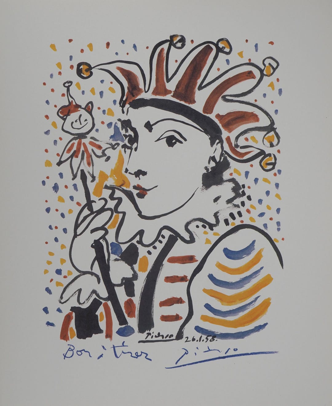 Pablo PICASSO - Carnival: the Fool - Signed Lithograph - Expressive ...