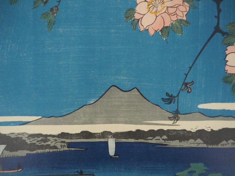 Utagawa HIROSHIGE - Suijin Shrine & Massaki - Signed Lithograph - Edo ...
