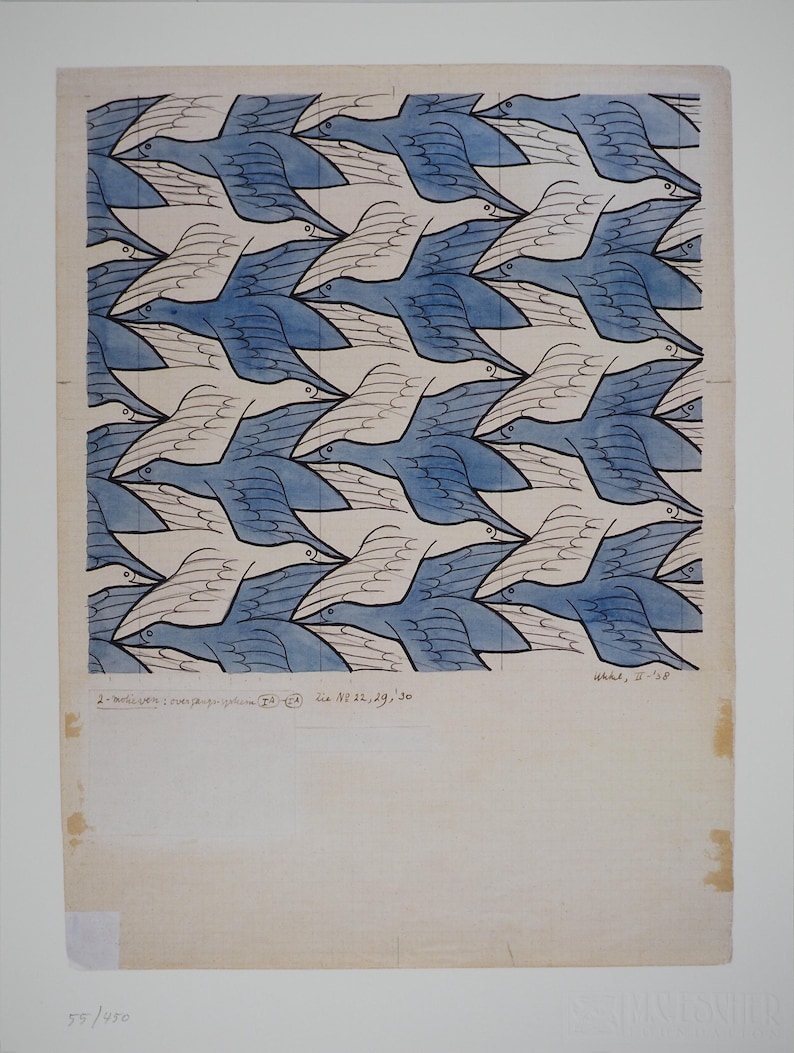 M.C. ESCHER - Flight of Birds - Woodcut Facsimile - Limited Edition ...