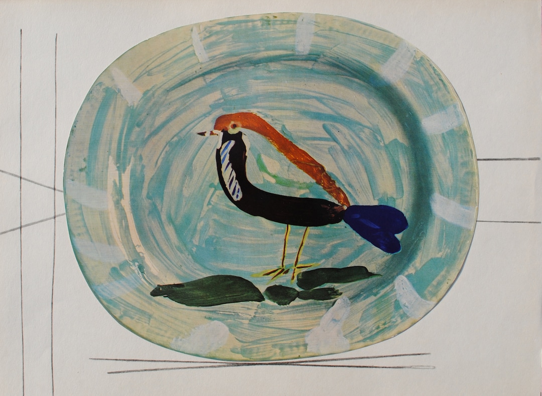 Pablo PICASSO : the Bird, LITHOGRAPH, Still Life Madoura Plate, 1948 - Etsy