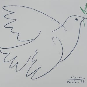 Pablo PICASSO - the Blue Dove - Signed Lithograph - Colorful Peace ...