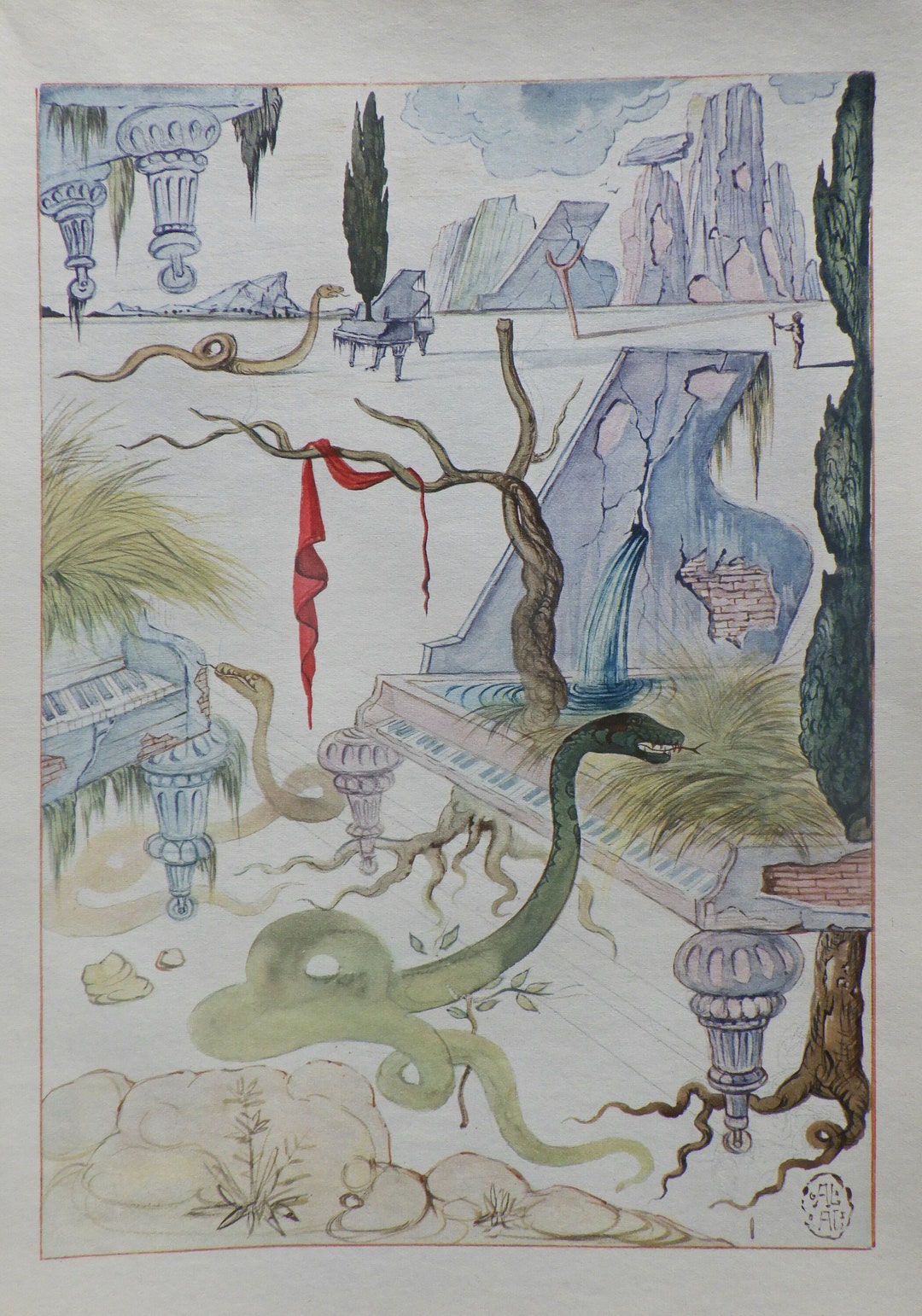 Salvador DALI : the Pianos of Hell, Signed and Dated Etching, 1949 - Etsy