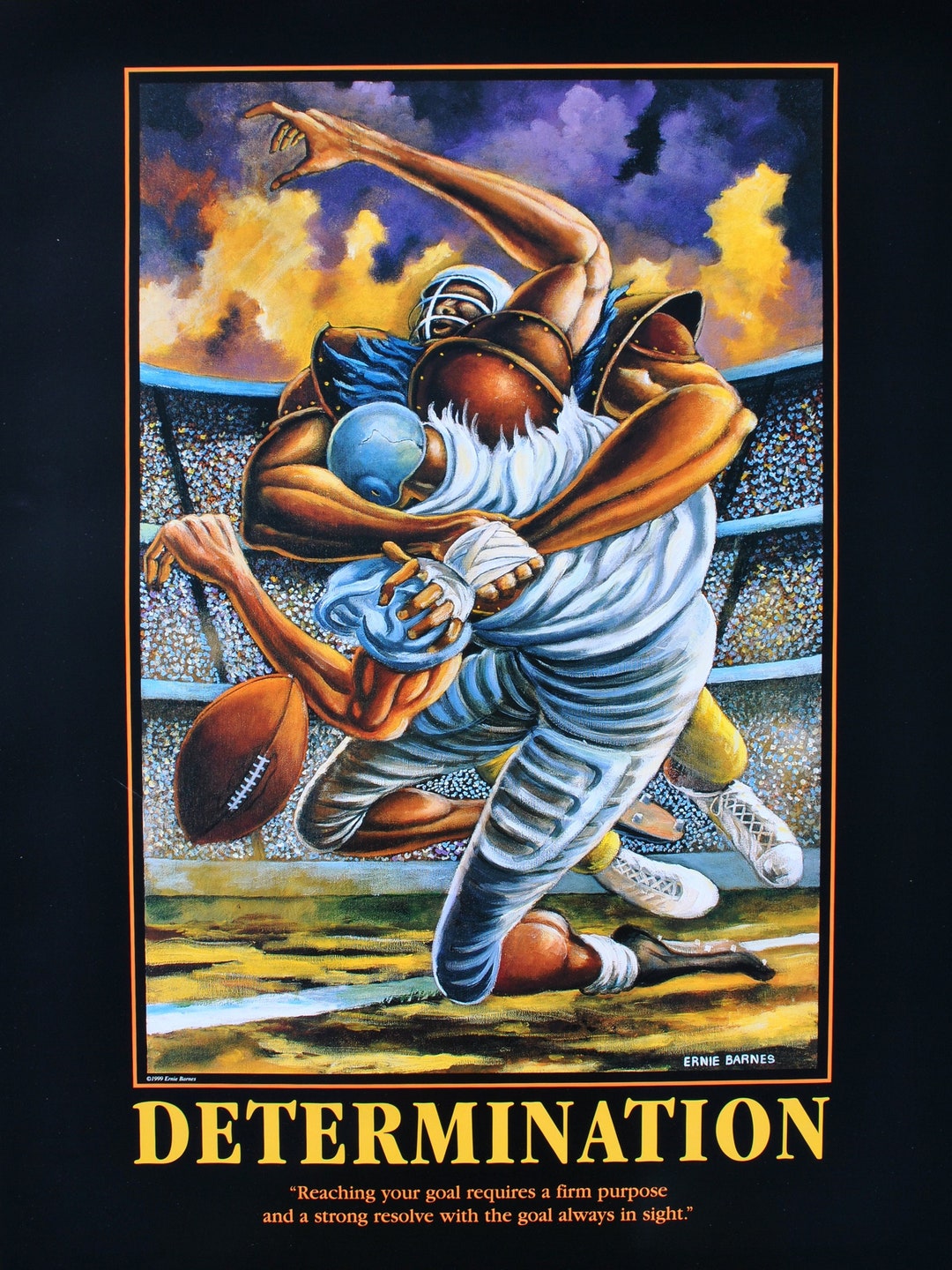 Ernie BARNES: Football (determination), Signed SERIGRAPHY, 1999 - Etsy