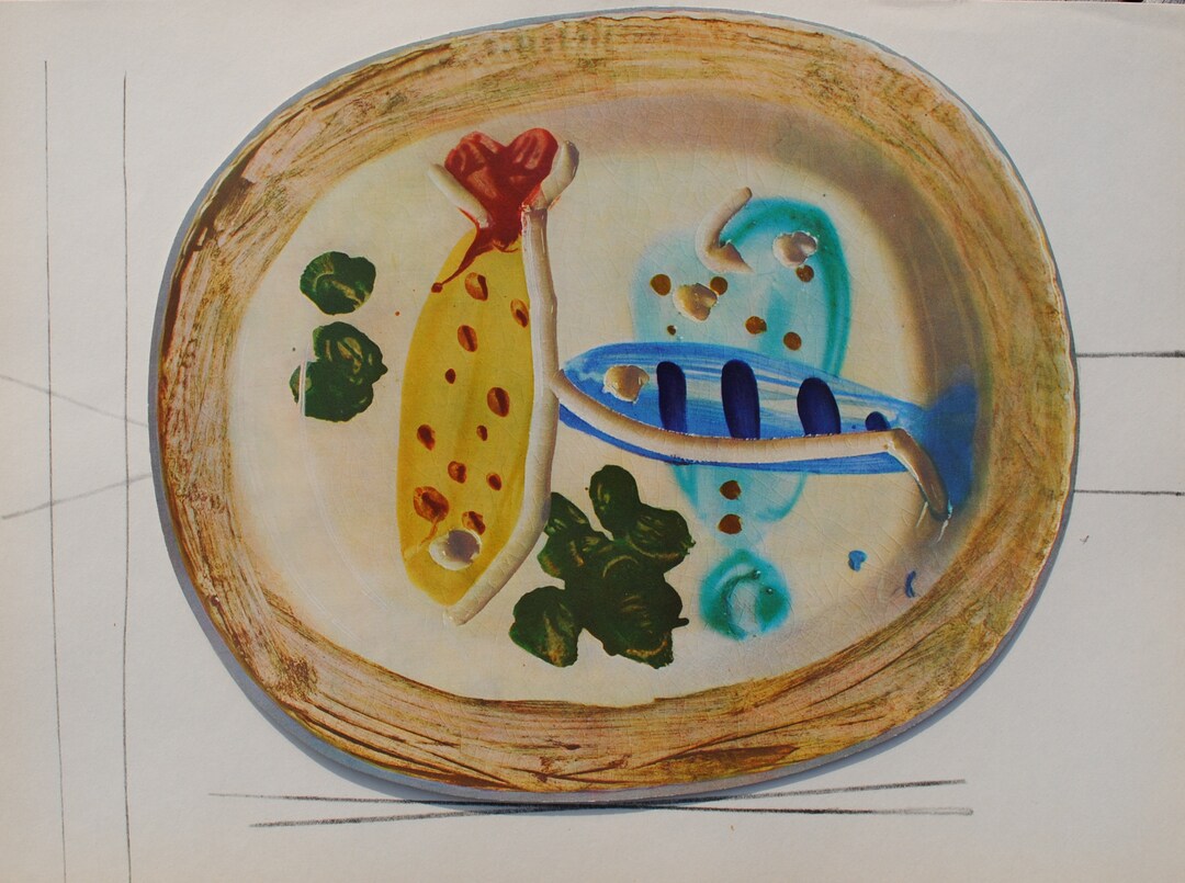 Pablo PICASSO : Fishes, LITHOGRAPH, Still Life Madoura Plate, 1948 - Etsy