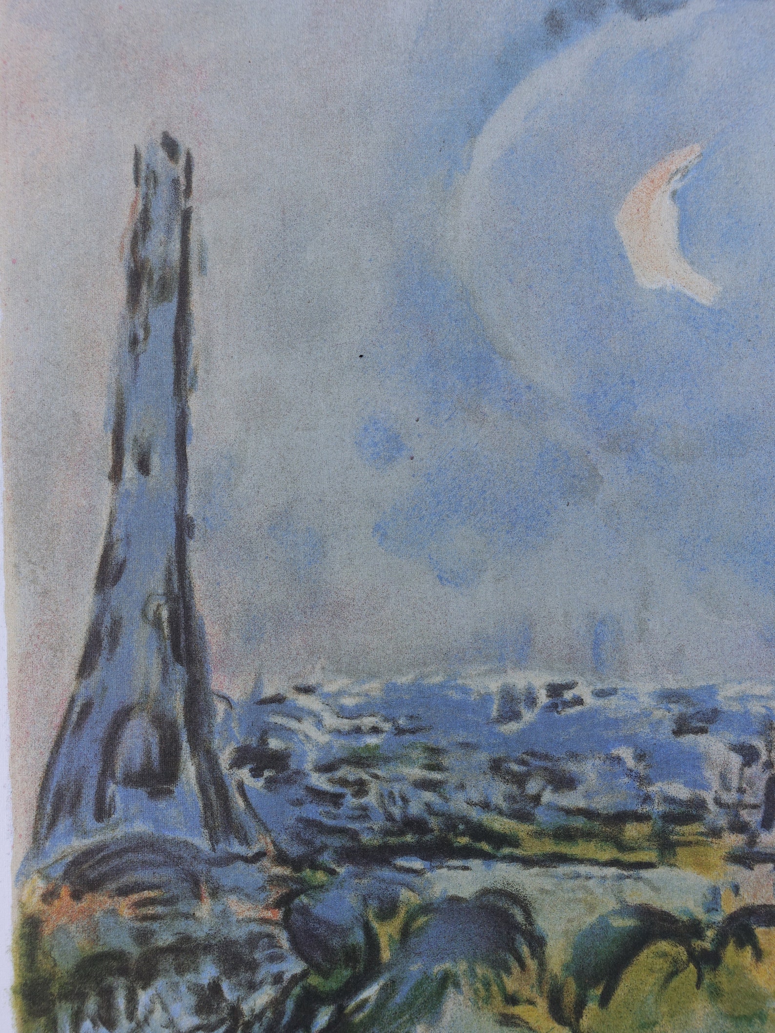 Marc Chagall After Eiffel Tower Lovers In Paris Signed Etsy