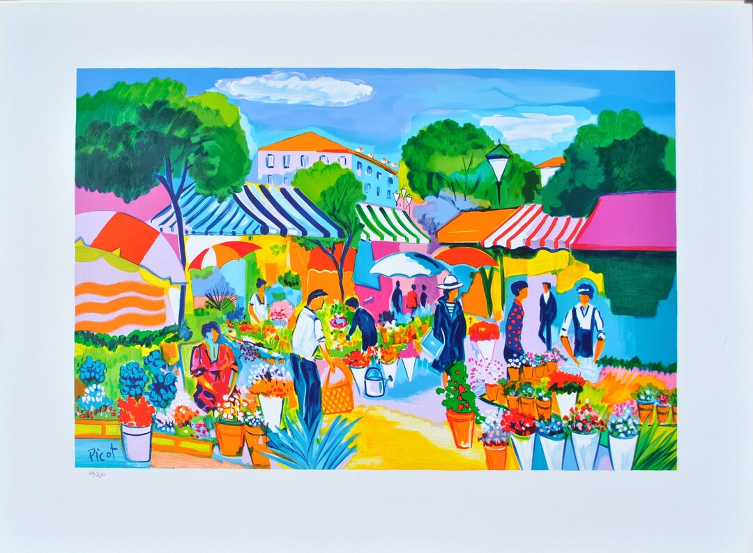 Jean-claude PICOT - Provençal Market - Signed Lithograph - Limited ...