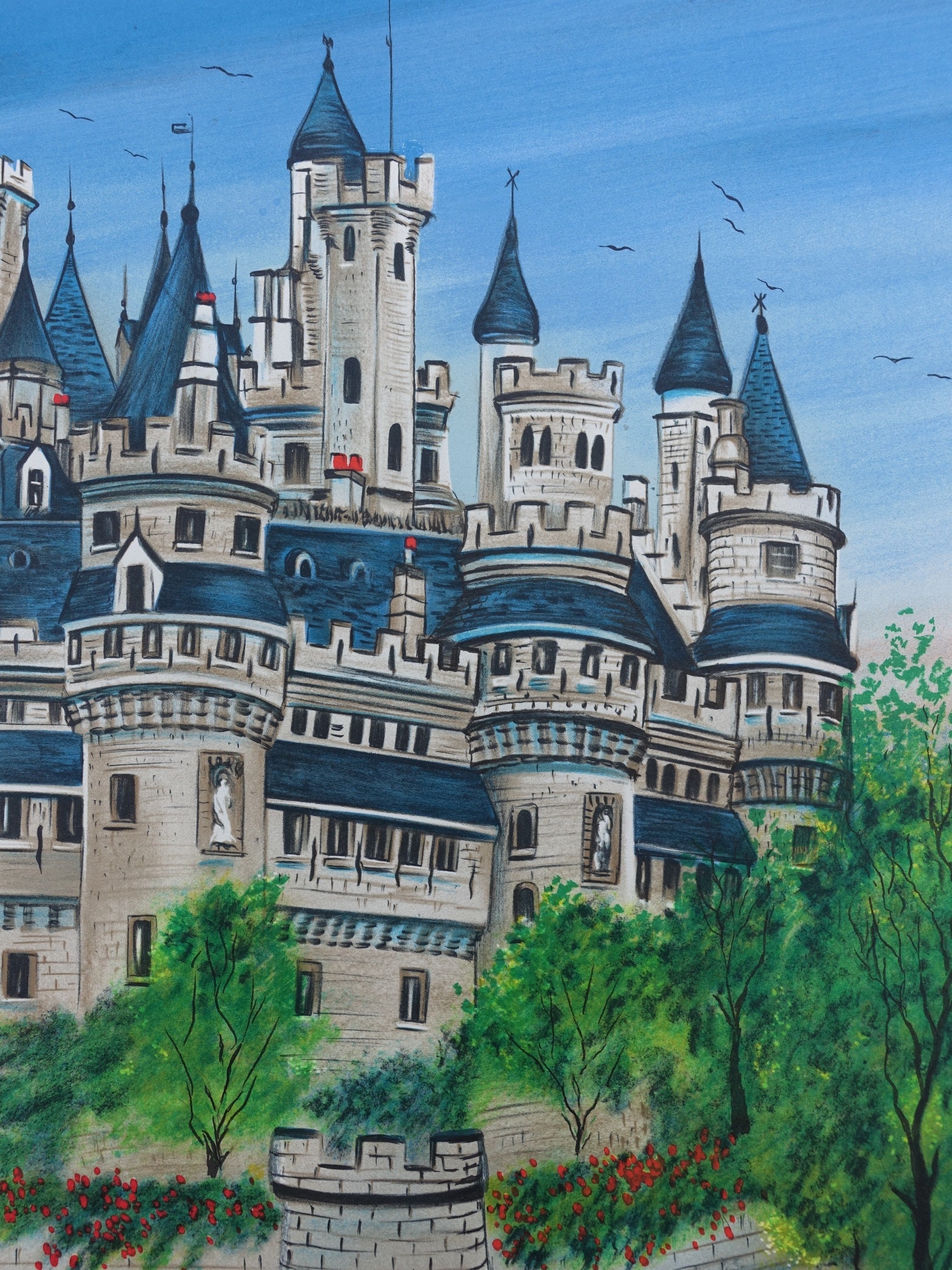 Dan GANDRE : Pierrefonds Castle Original Pencil Signed | Etsy