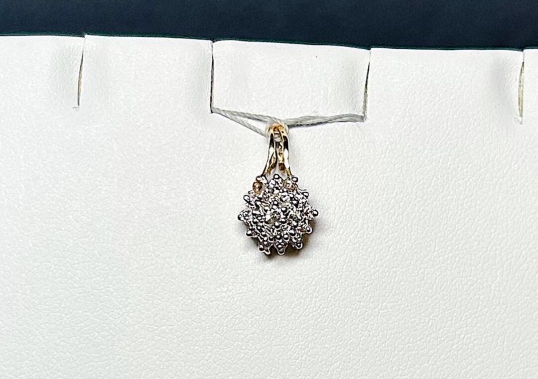 14K Yellow Gold Diamond Star Cluster Pendant - Estate Jewelry #3625 - Etsy